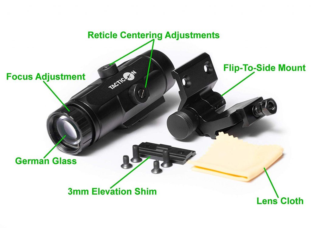 Tacticon Falcon V1 3X Red Dot Magnifier with Flip to Side Mount for ...